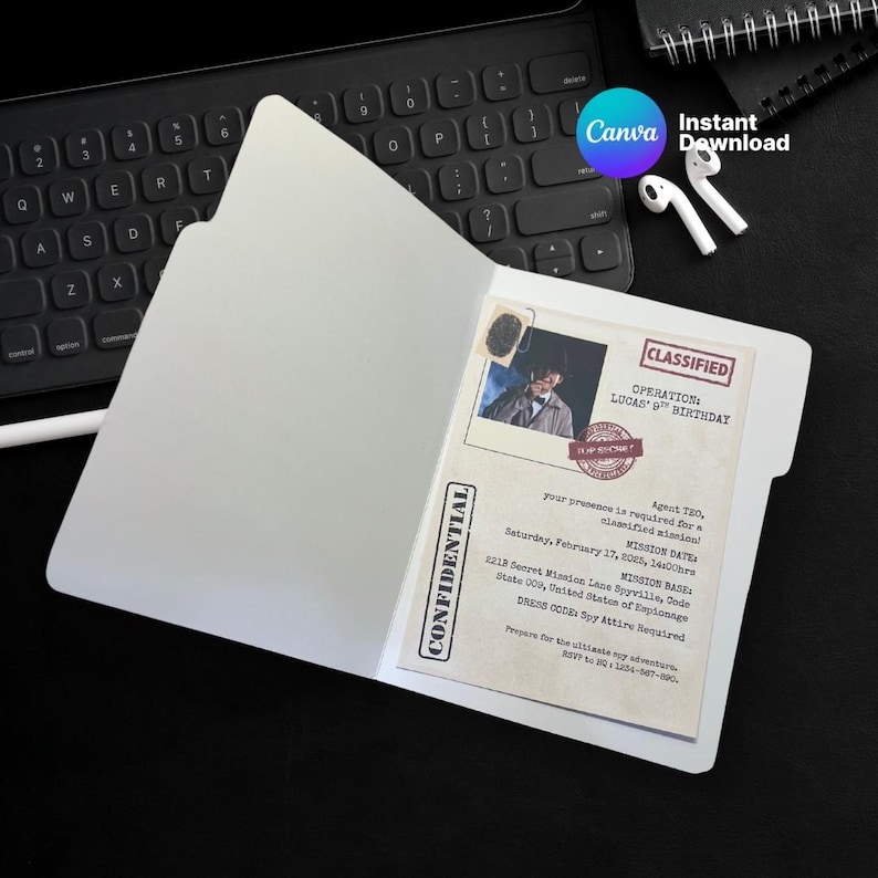 Editable Spy Birthday Invitation: Secret Agent Mission (printable ...