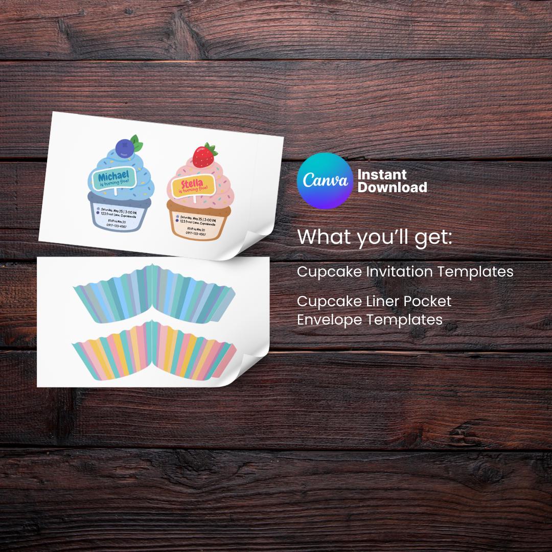 Cupcake Party Invitation Template – Editable Canva Invite + Cupcake ...