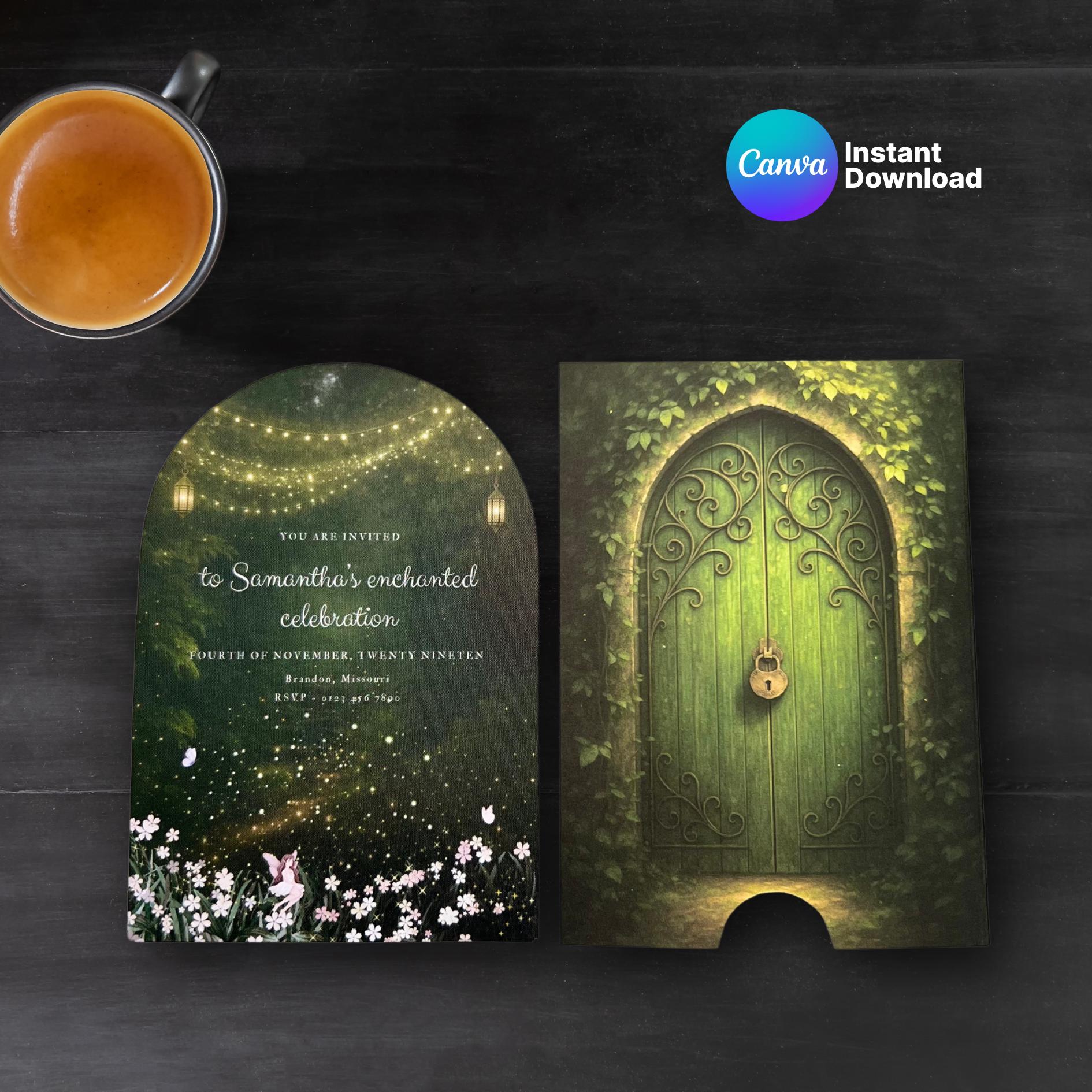 Enchanted Forest Invitation: Fairy Tale Gate Envelope, Woodland Party ...