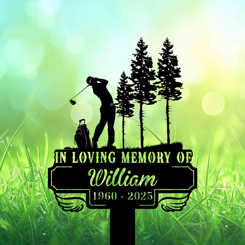 Personalized Golf Grave Marker, Custom Golfing Sign, in Loving Memory ...