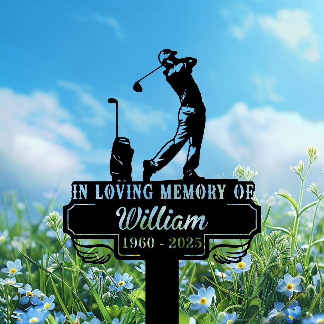 Personalized Golf Memorial Stake, Custom Golfing Sign, in Loving Memory ...