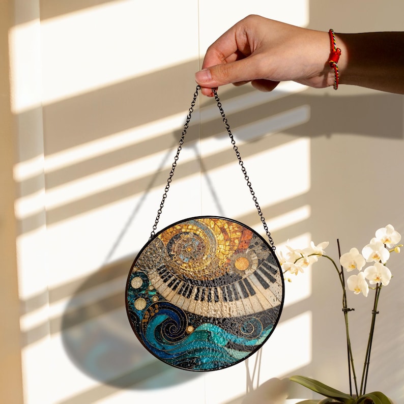 Pianist Job Stained Glass, Music Teacher Gift Suncatcher, Musician ...