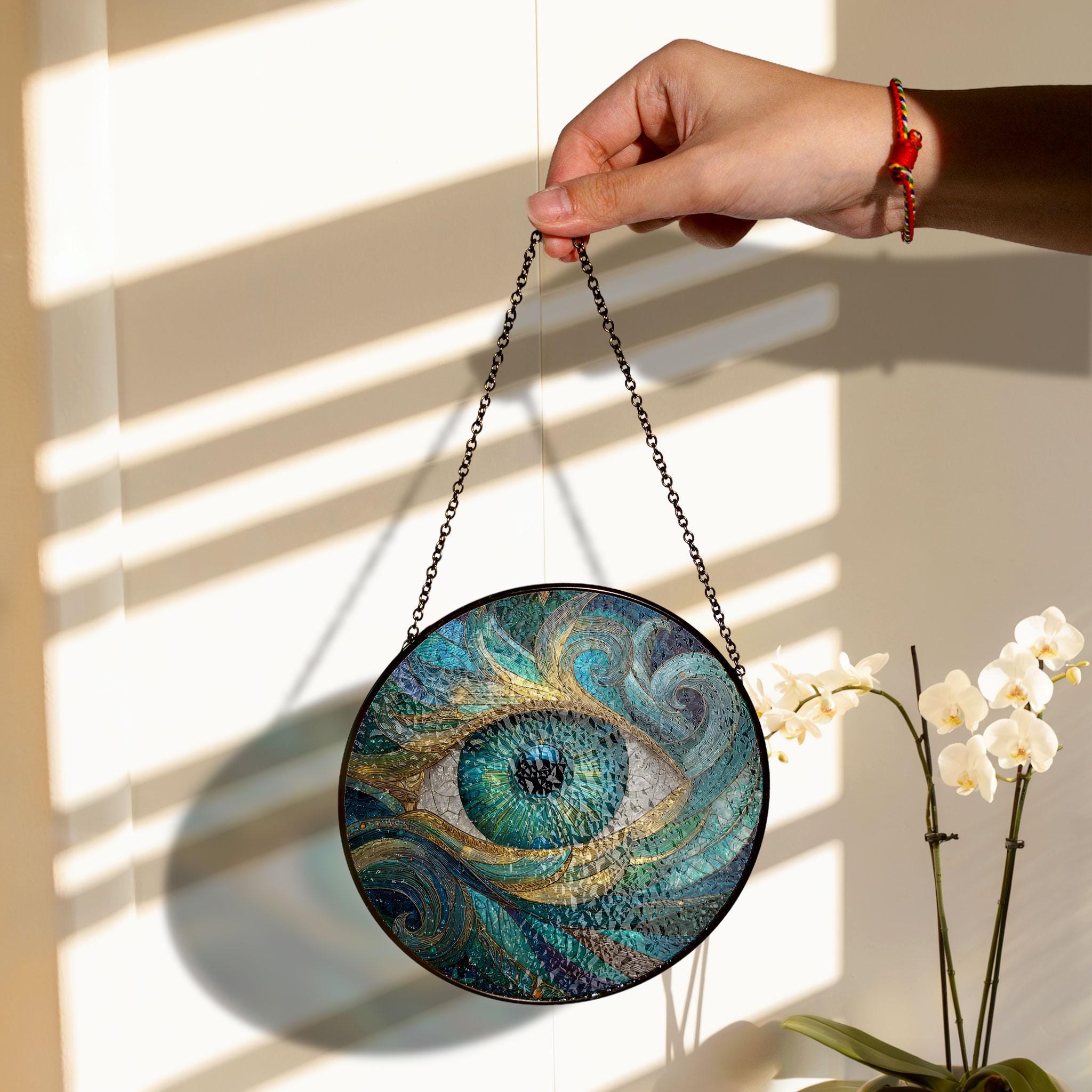 Mystical All Seeing Eye Stained Glass, Spiritual Eye Ornament Stained ...