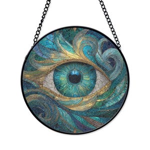Mystical All Seeing Eye Stained Glass, Spiritual Eye Ornament Stained ...