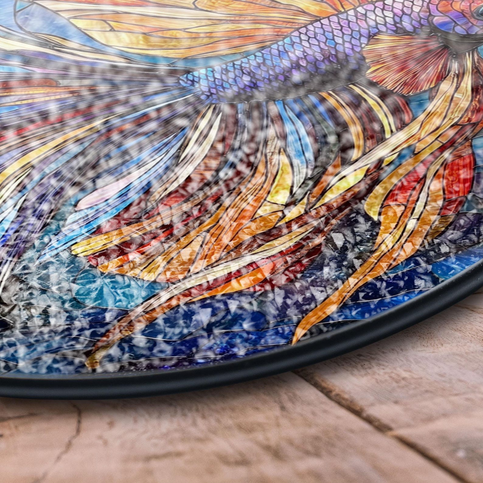 Colorful Betta Fish Art Staiend Glass, Mosaic Fish, Stained Glass Betta ...