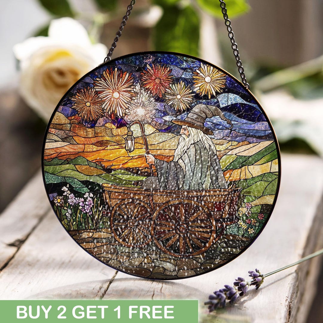 Wizard Magic Stained Glass, Fantasy Wizard Stained Glass, Mystic Mage ...