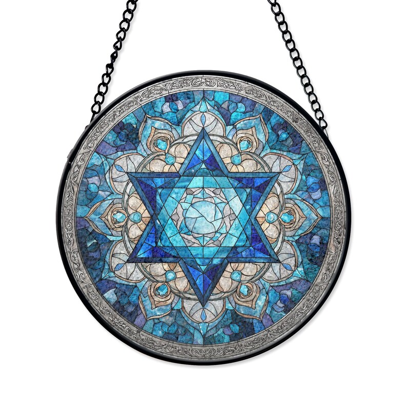 Star of David Stained Glass, Jewish Symbol Window Hanging, Judaism ...