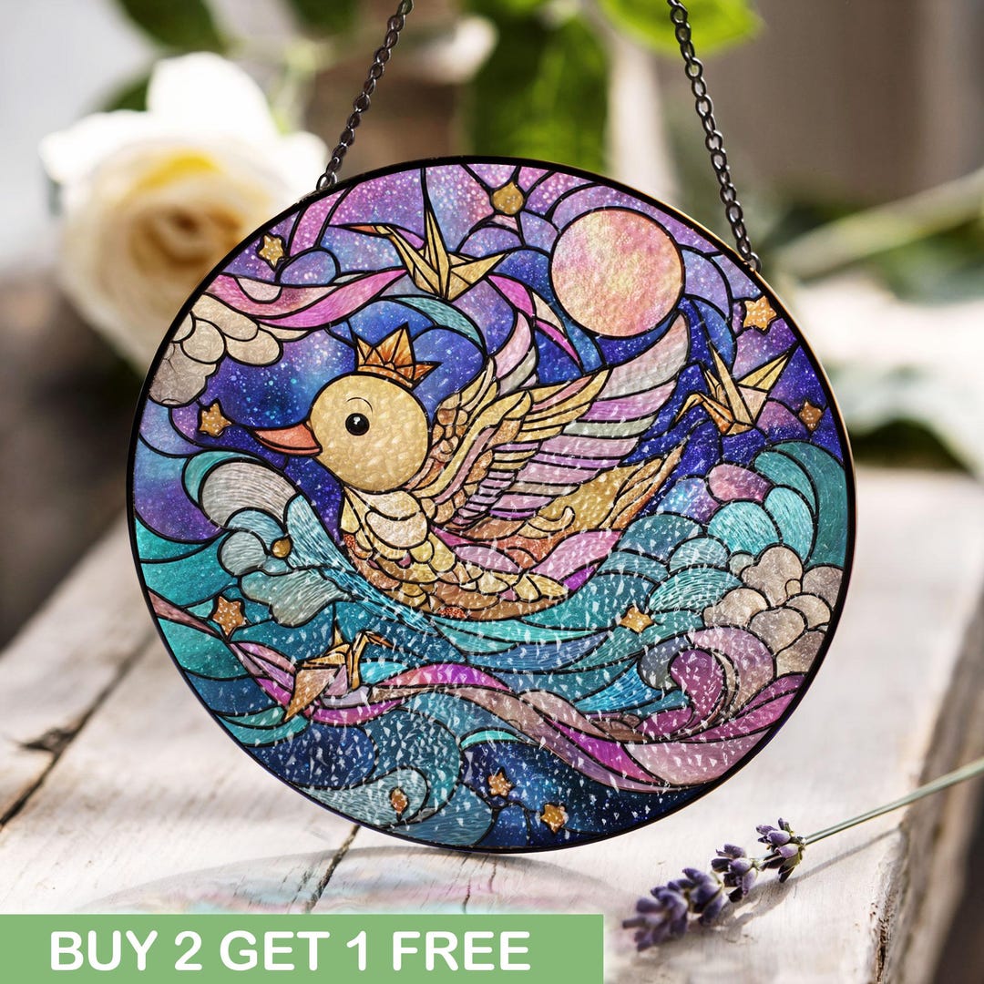 Flying Duck Stained Glass, Bird Art Stained Glass, Nature Wildlife ...