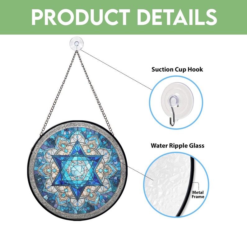 Star of David Stained Glass, Jewish Symbol Window Hanging, Judaism ...