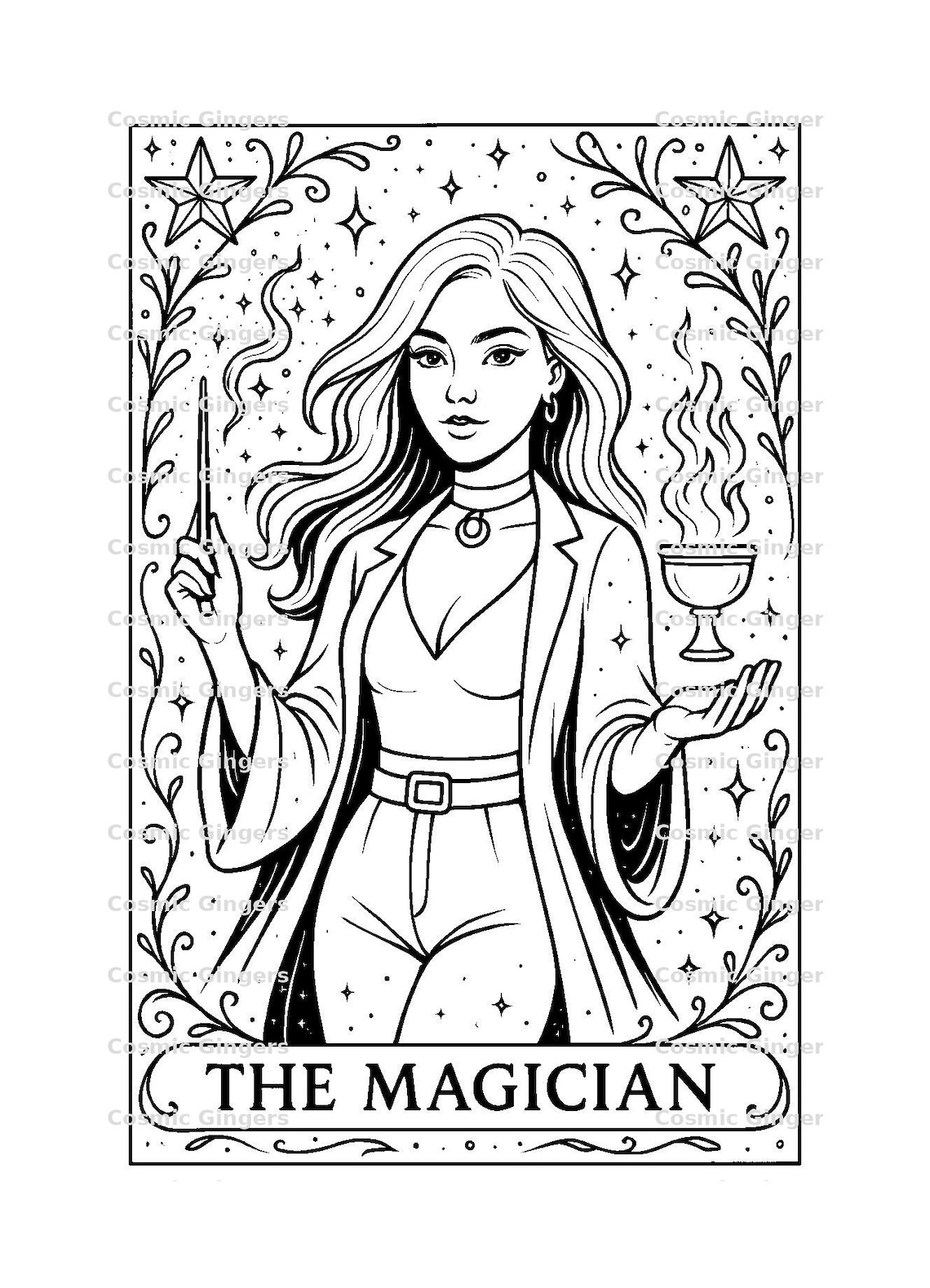 The Magician Tarot Card Coloring Page Bundle – Printable Witchy Woman ...