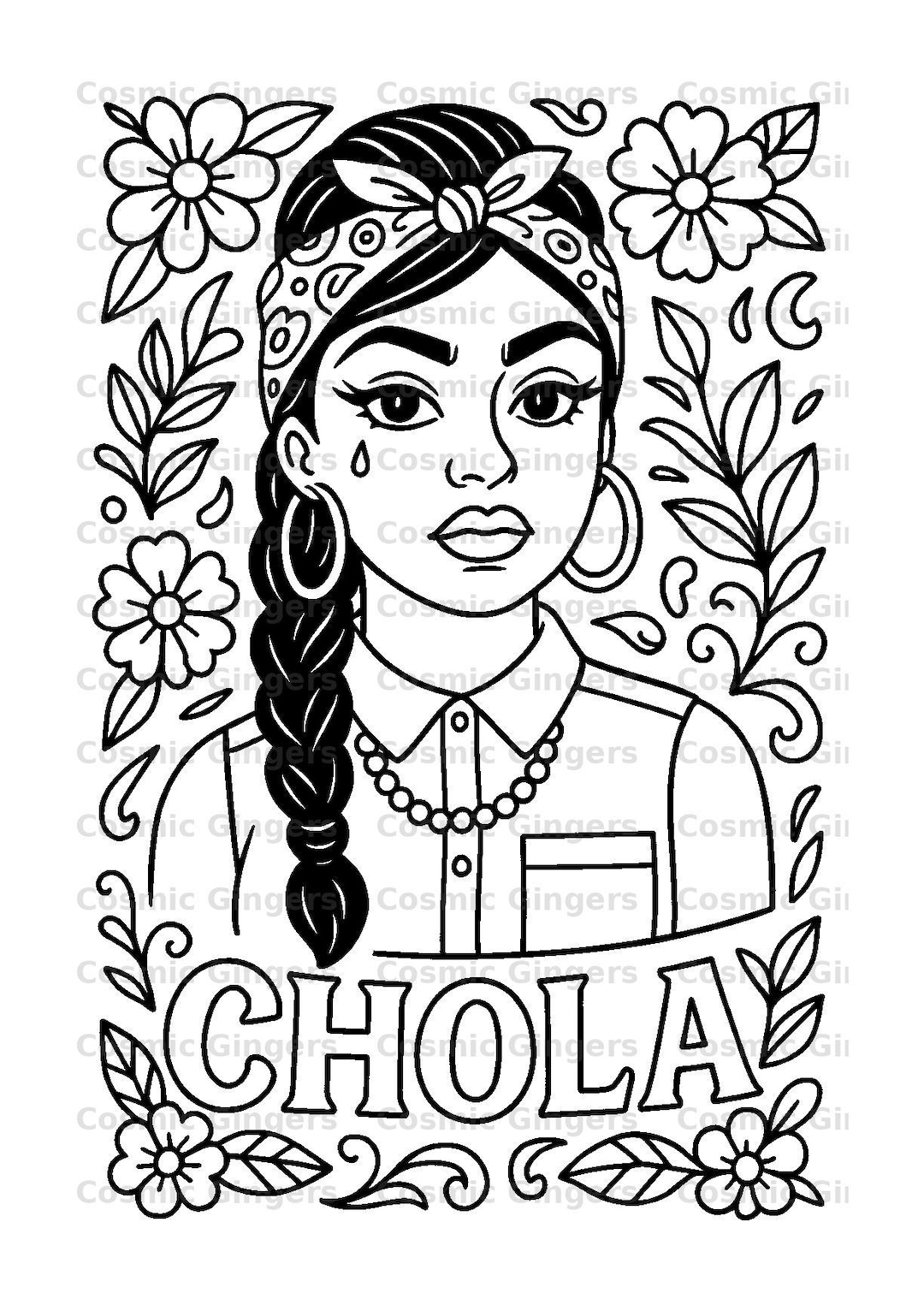 Chola Power Printable Coloring Page – Fierce Latina-inspired Art for ...