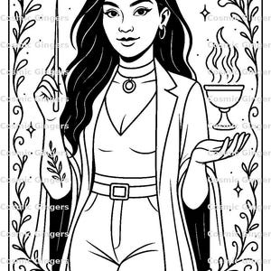 The Magician Tarot Card Coloring Page Bundle – Printable Witchy Woman ...