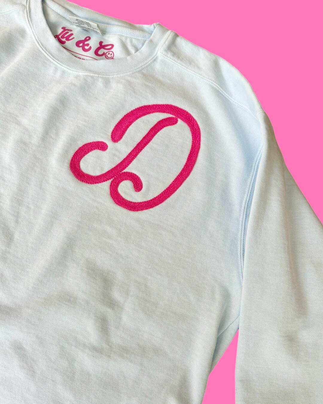 Custom Chainstitch Embroidered Sweatshirt | Large Monogram | Unisex Fit ...
