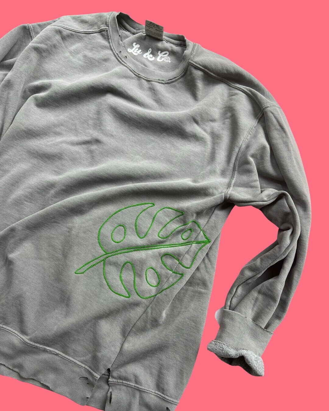 Big Monstera Vintage Chainstitch Sweatshirt Garment Dyed Freehand ...