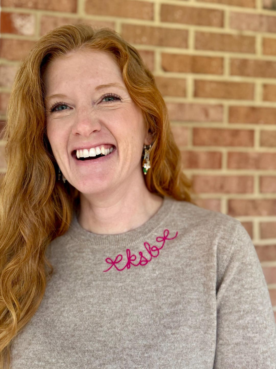 Bow Monogram Cashmere Sweater | 100% Cashmere | Freehand Chainstitch ...