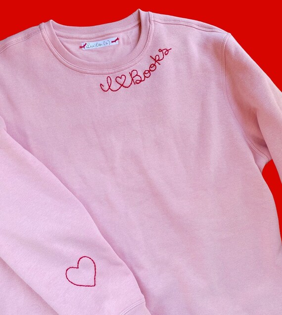 BLUSH PINK Custom Hand Embroidered Crew Neck Sweatshirt | Etsy