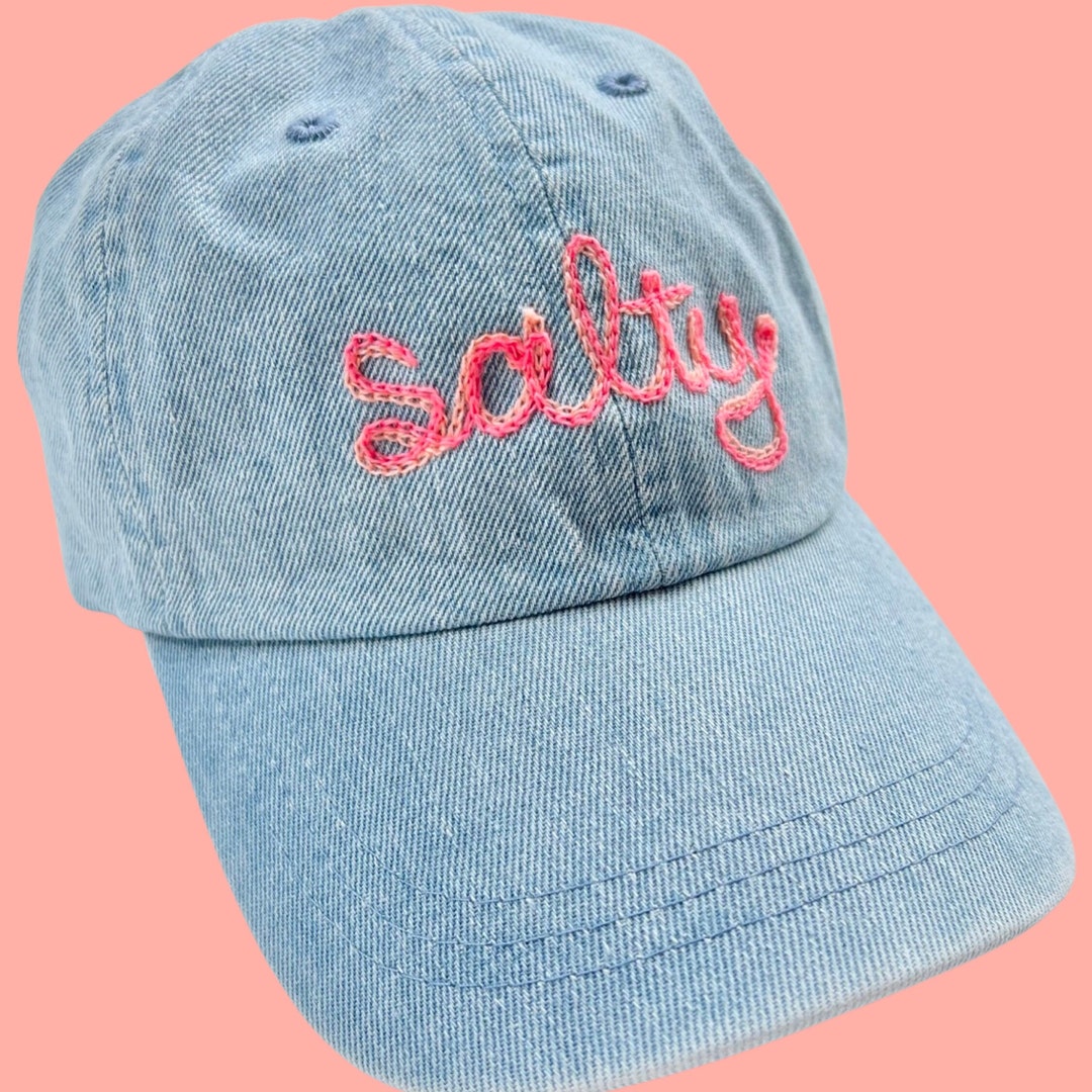Denim Chainstitch Embroidered Hat | Adult One Size | Gift Idea - Etsy