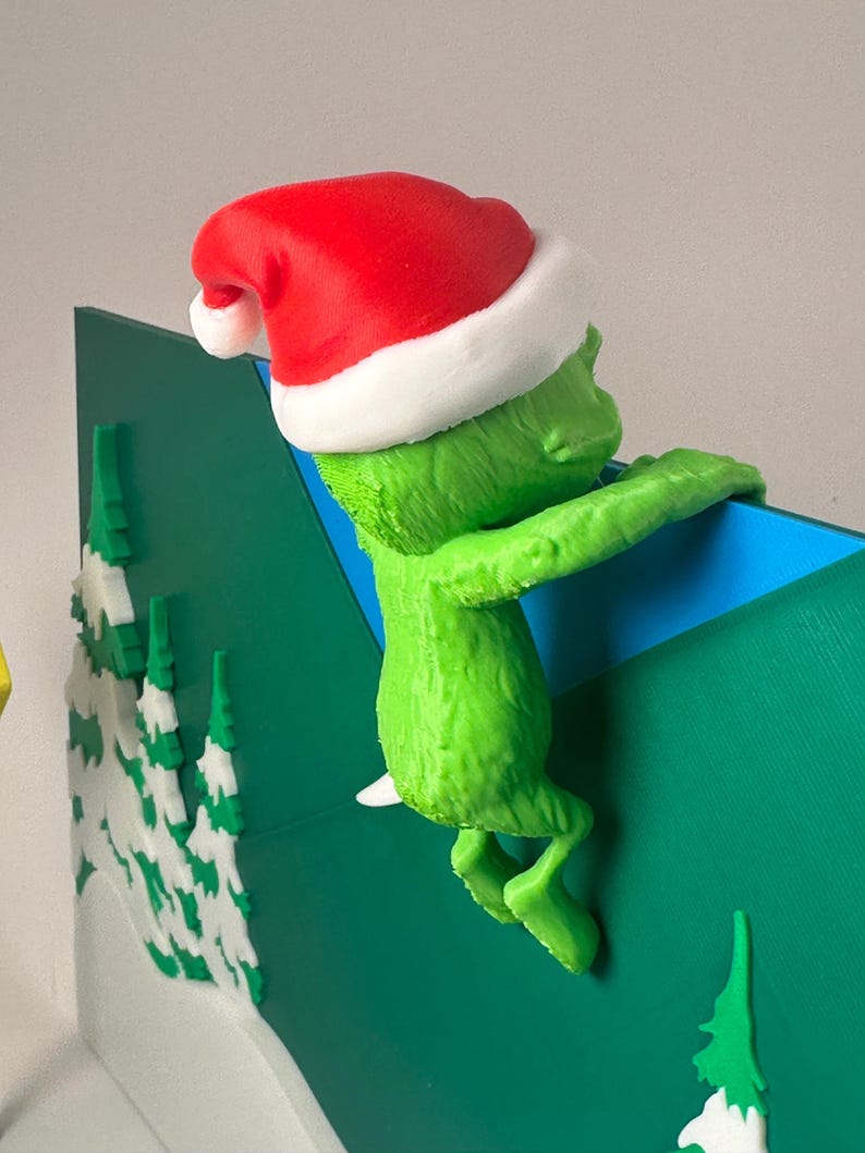 3D Printed Grinch Monitor Sitter – Fun Christmas Shelf Decor - Etsy