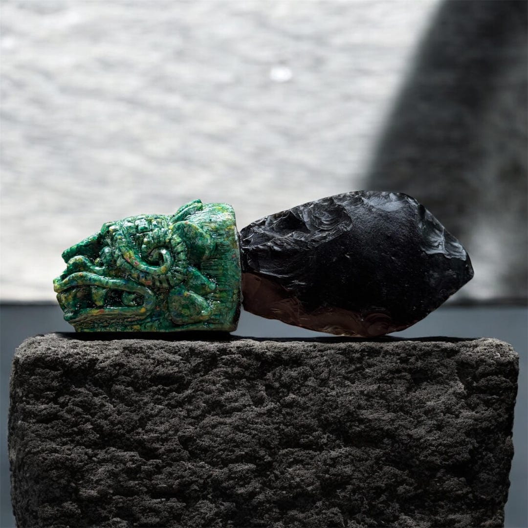 Quetzalcoatl Dagger – Pre-hispanic Handcrafted Replica, Obsidian Dagger ...