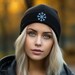 Blue Snowflake Knit Beanie, Snow Flake Winter Knit Beanie, Embroidered ...