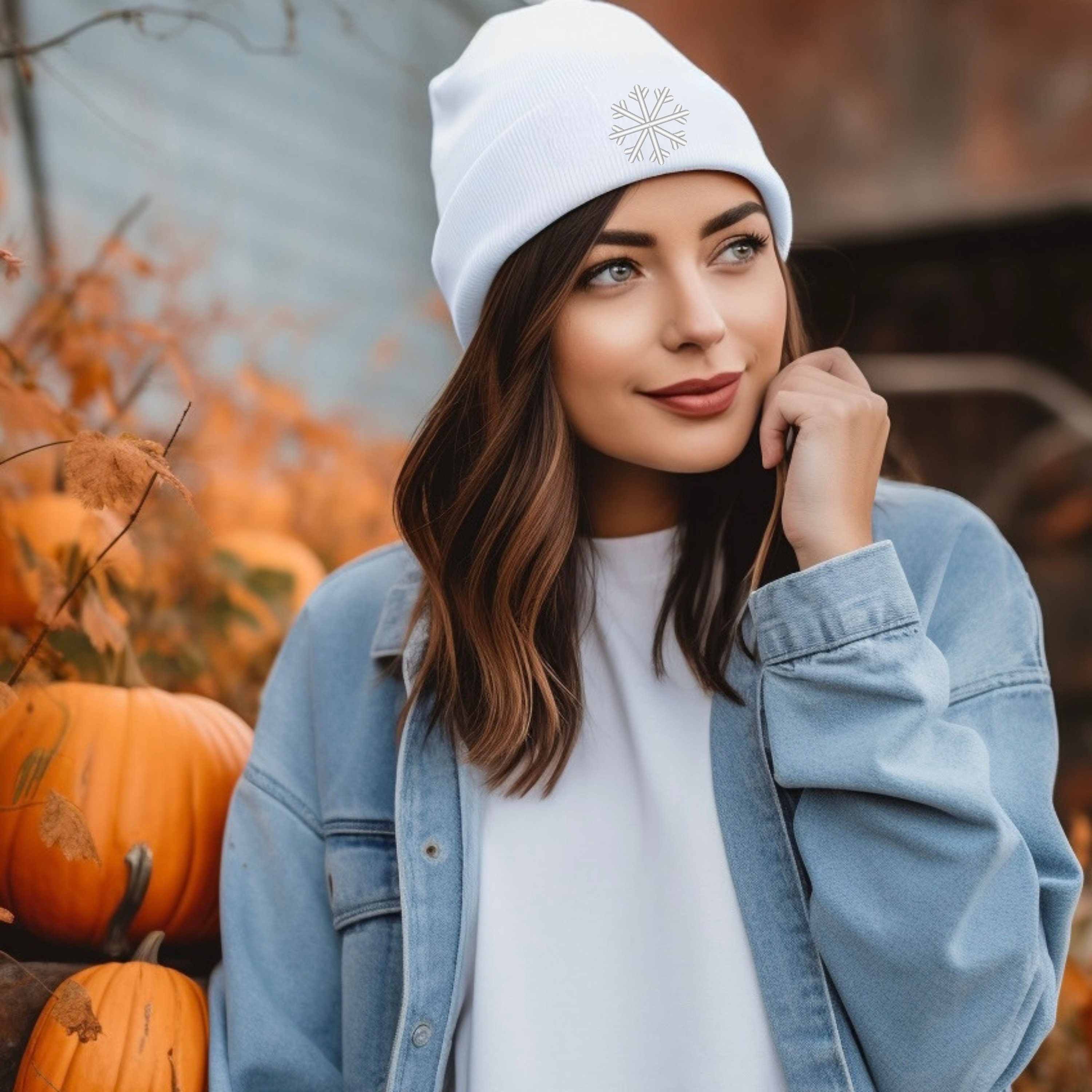 Silver Snowflake Knit Beanie, Snow Flake Winter Knit Beanie ...