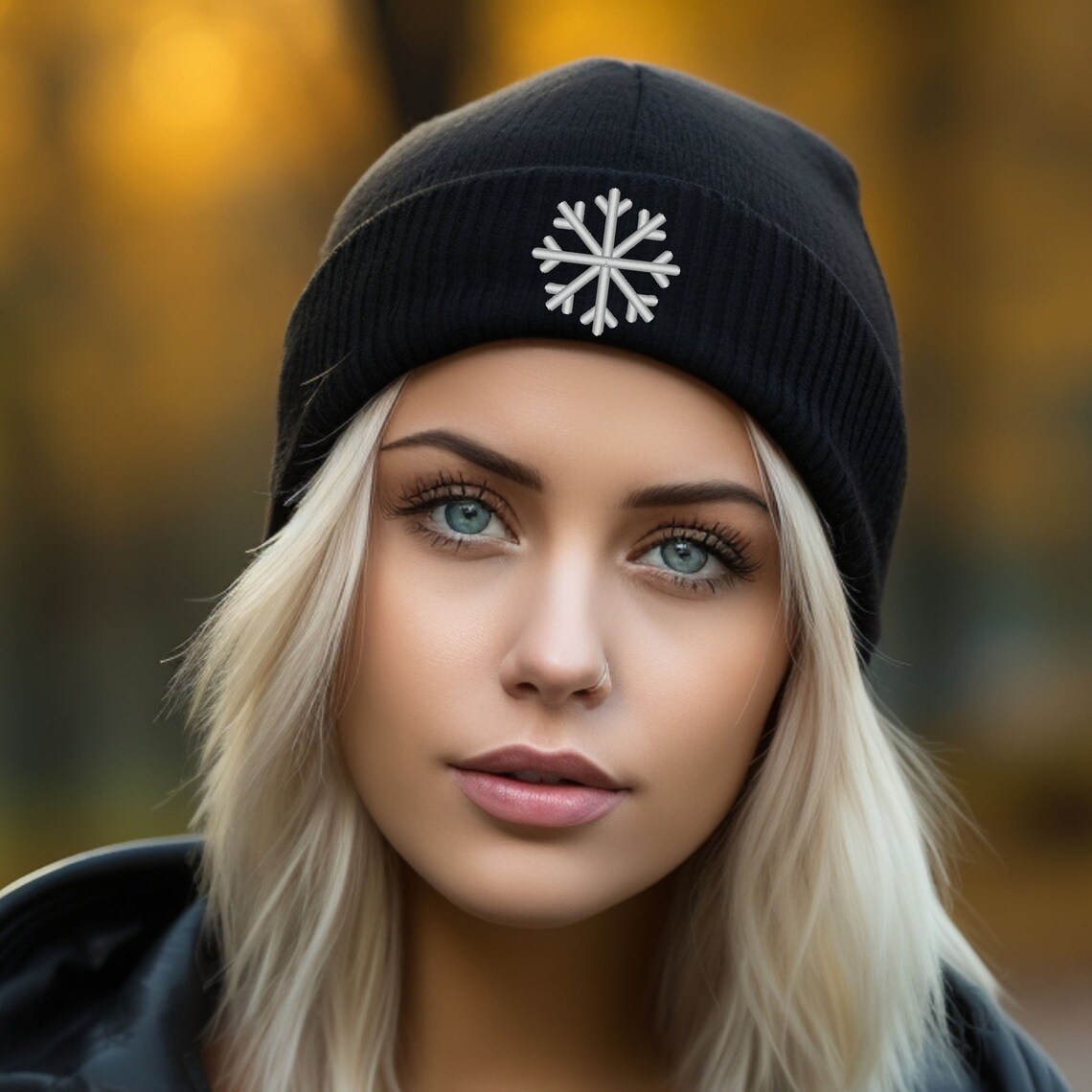 Silver Snowflake Knit Beanie, Snow Flake Winter Knit Beanie ...