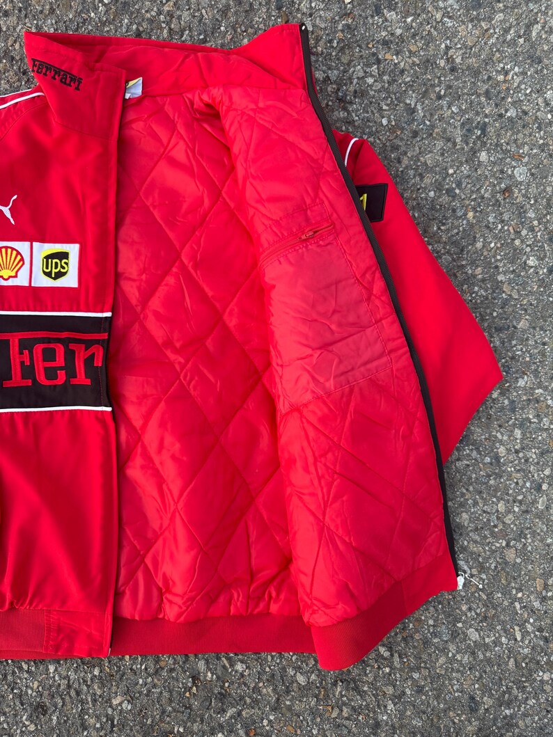 Ferrari Jacket Red Ferrari Jacket Embroidered Patches Brand New Vintage ...