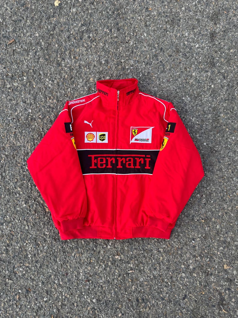 Ferrari Jacket Red Ferrari Jacket Embroidered Patches Brand New Vintage ...