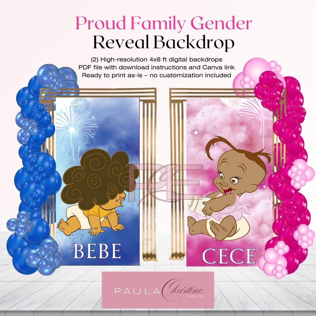 Proud Family Gender Reveal Printable Banner – 2 Digital 4x8 Backdrops ...