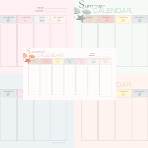 Coastal Summer Weekly Planner | Printable PNG | Pastel Beach Calendar ...
