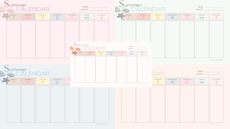Coastal Summer Weekly Planner | Printable PNG | Pastel Beach Calendar ...