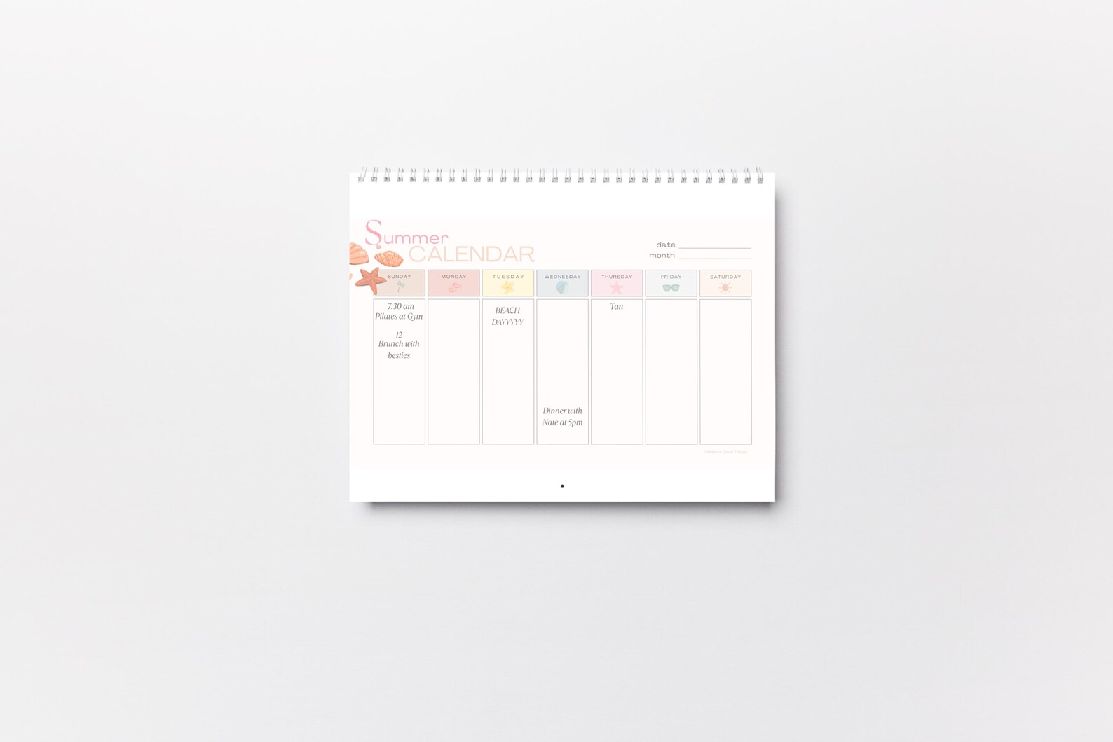 Coastal Summer Weekly Planner | Printable PNG | Pastel Beach Calendar ...