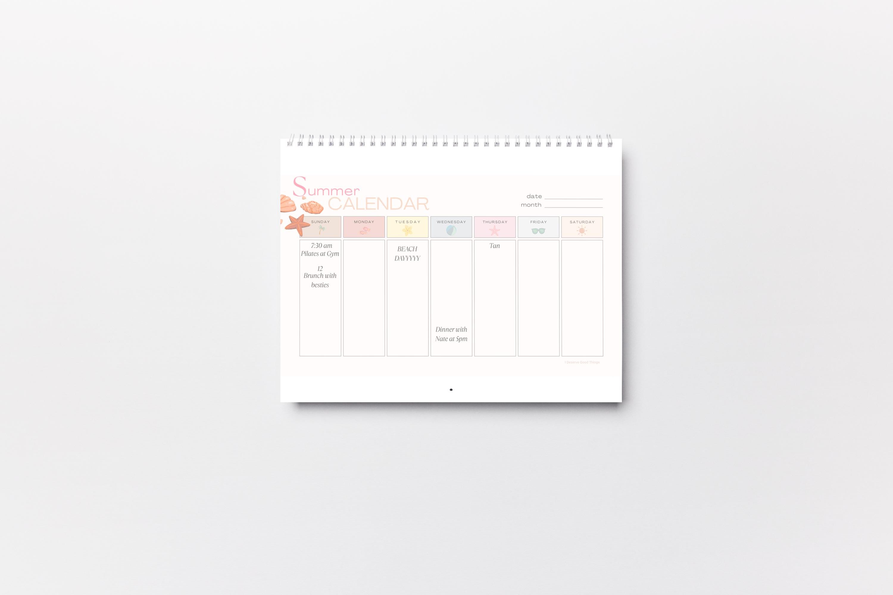 Coastal Summer Weekly Planner | Printable PNG | Pastel Beach Calendar ...
