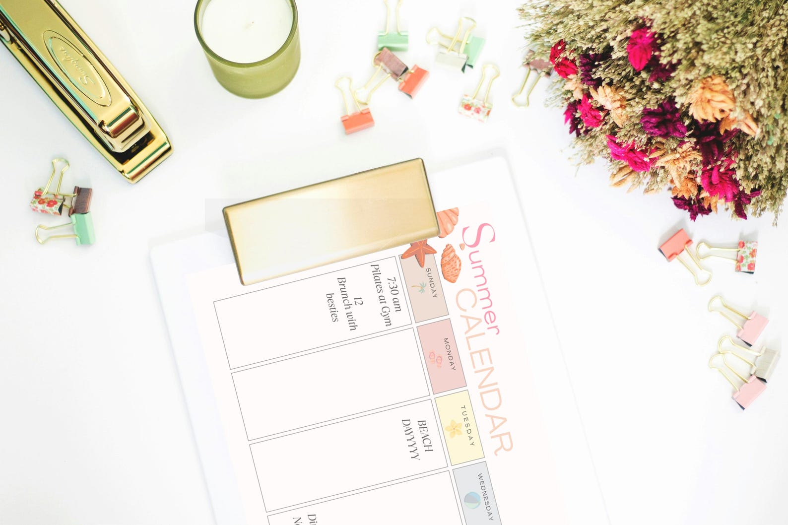 Coastal Summer Weekly Planner | Printable PNG | Pastel Beach Calendar ...