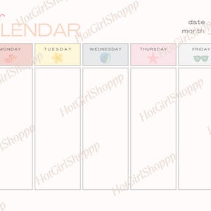 Coastal Summer Weekly Planner | Printable PNG | Pastel Beach Calendar ...