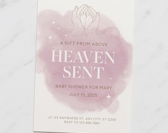 Heaven Sent Baby Shower Invite - Etsy