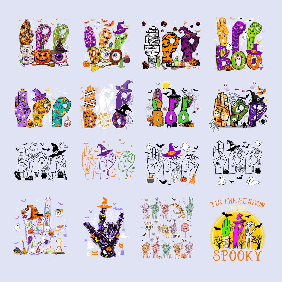 Halloween Boo ASL PNG, ASL Halloween, Halloween Skeleton Hands Sign ...