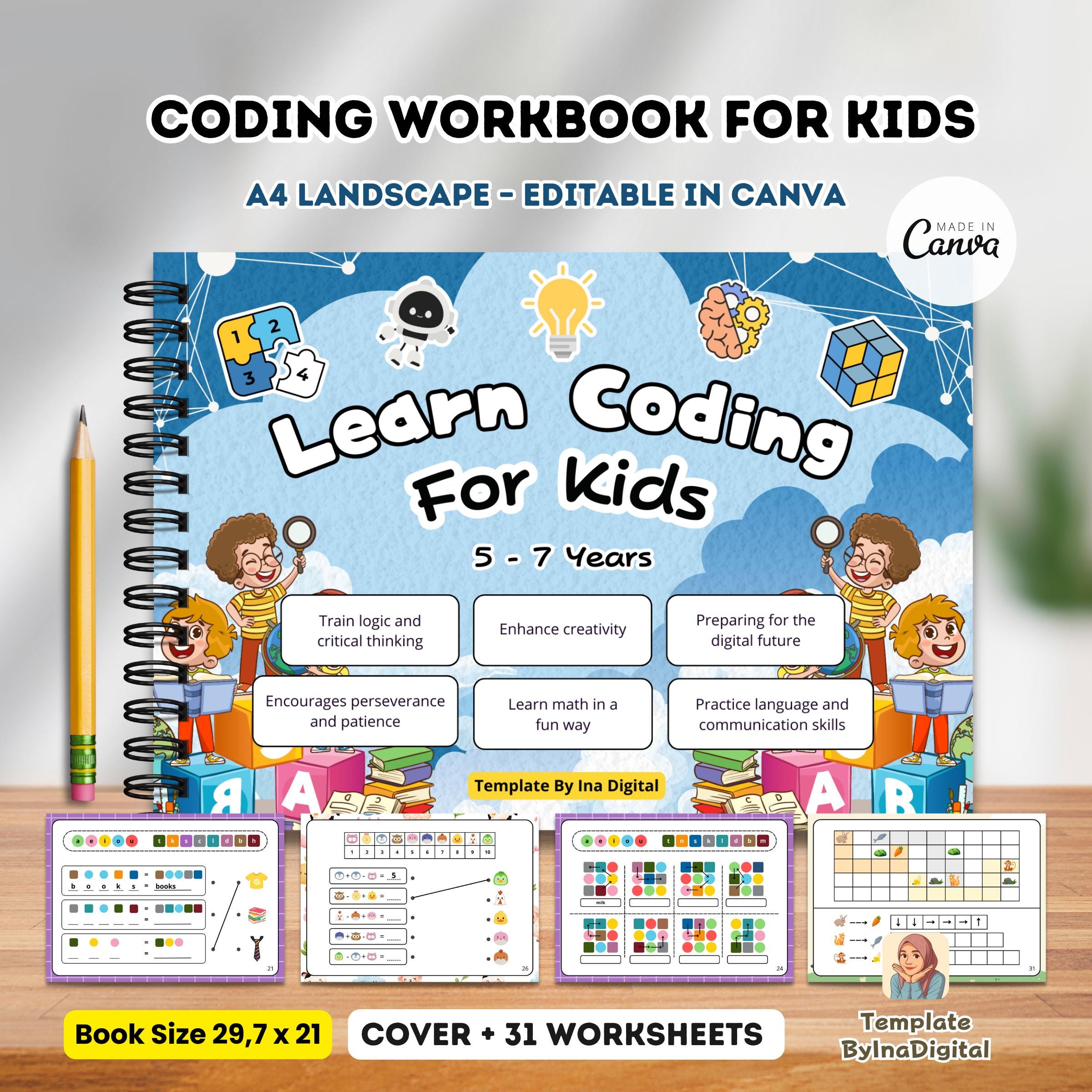 Coding Workbook Template for Kids: A4 Printable Activity Book - Etsy