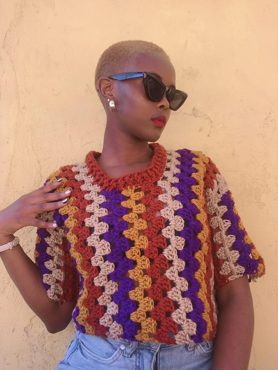 Granny Square Crochet Shirt Pattern, Vintage Shirt Pattern, Granny ...