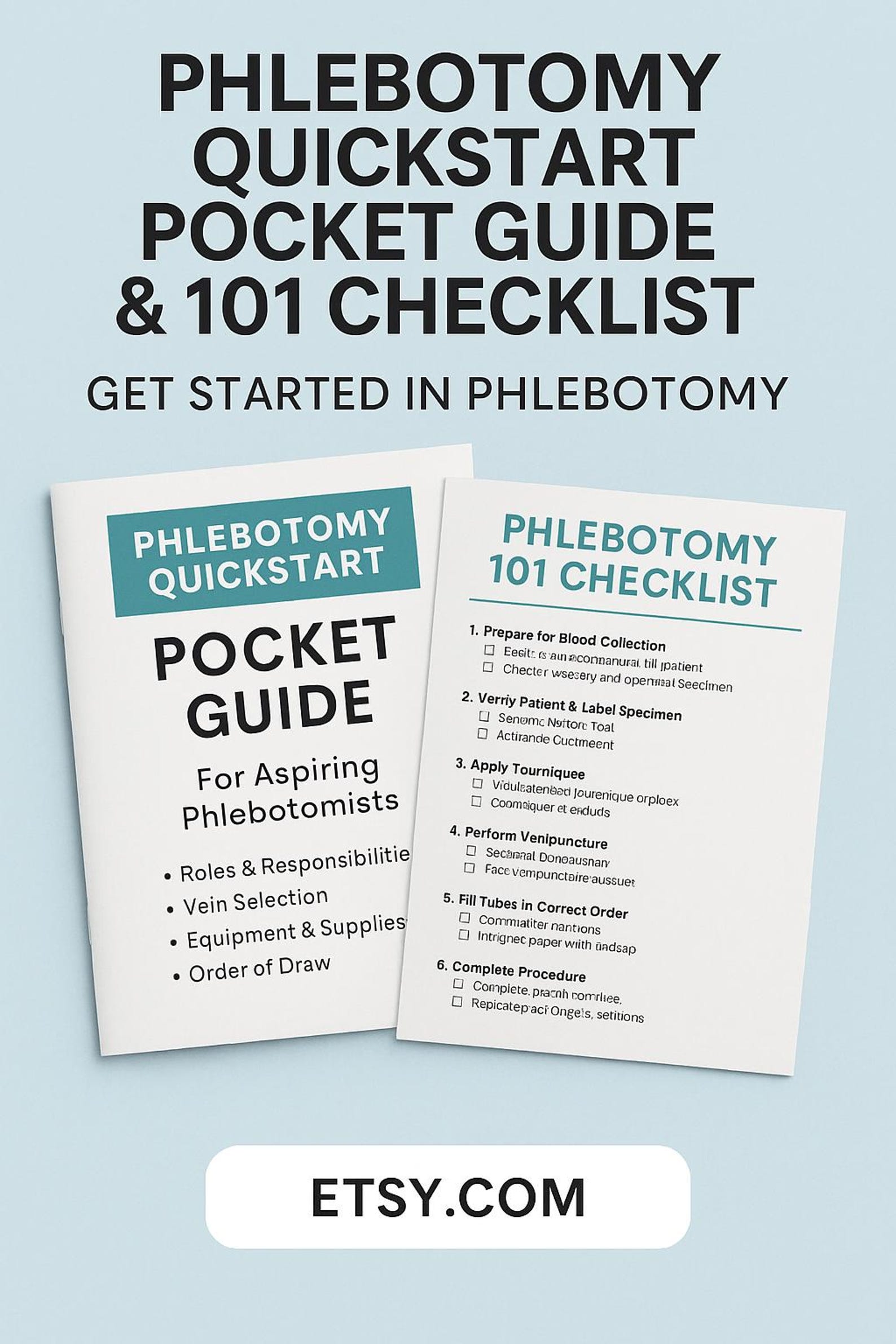 Phlebotomy Starter Bundle | Pocket Guide + 101 Checklist | Digital ...