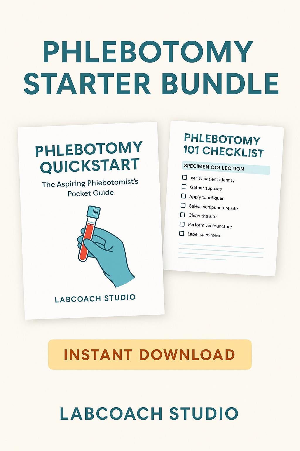 Phlebotomy Starter Bundle | Pocket Guide + 101 Checklist | Digital ...