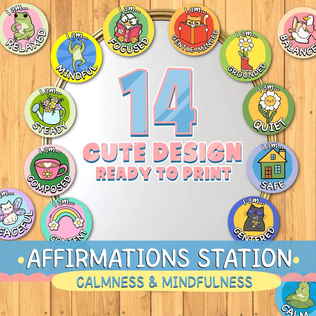 Mindfulness Affirmation Station, Calm Kids Decor (digital Download) - Etsy