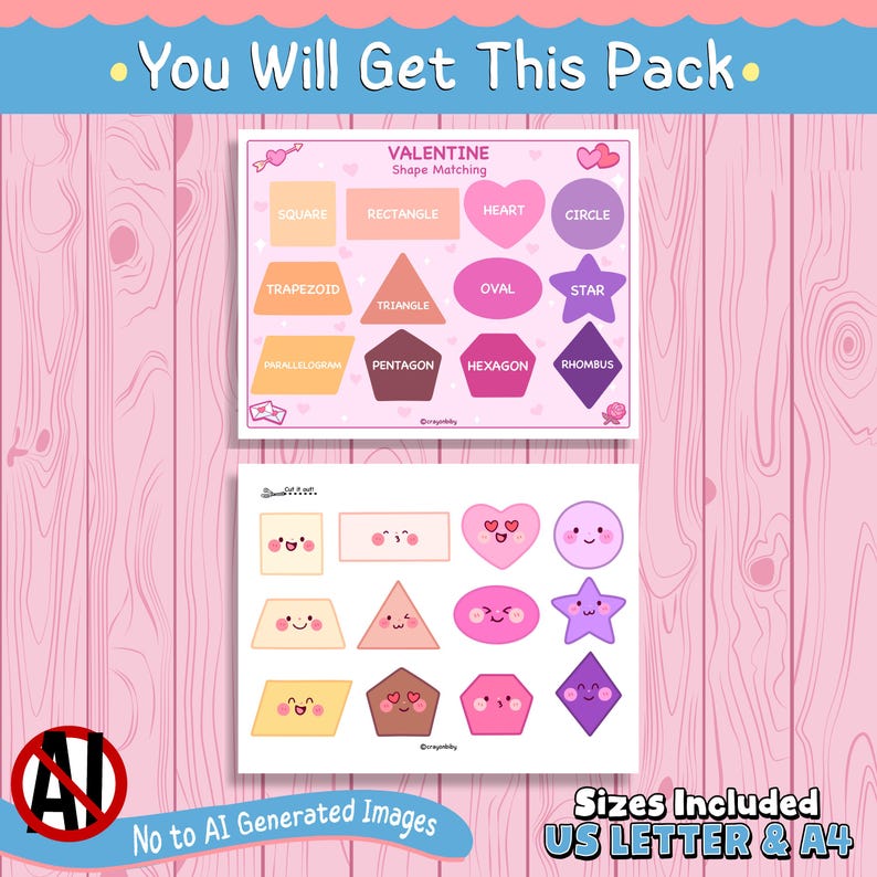 Valentine Shape Matching Printable | Fun Shape Sorting Activity for ...