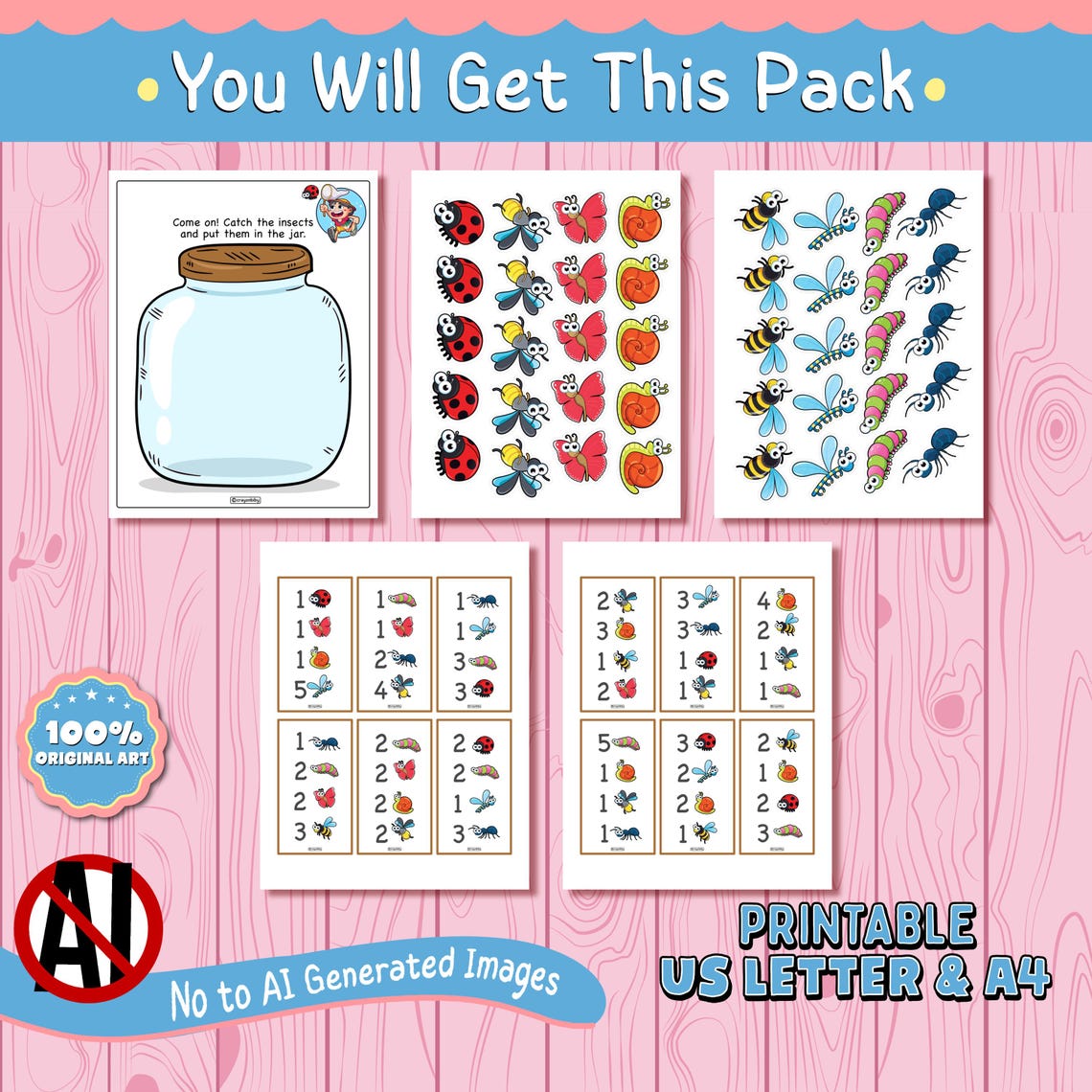 Bug Jar Math Printable, Counting and Number Matching Activity for ...