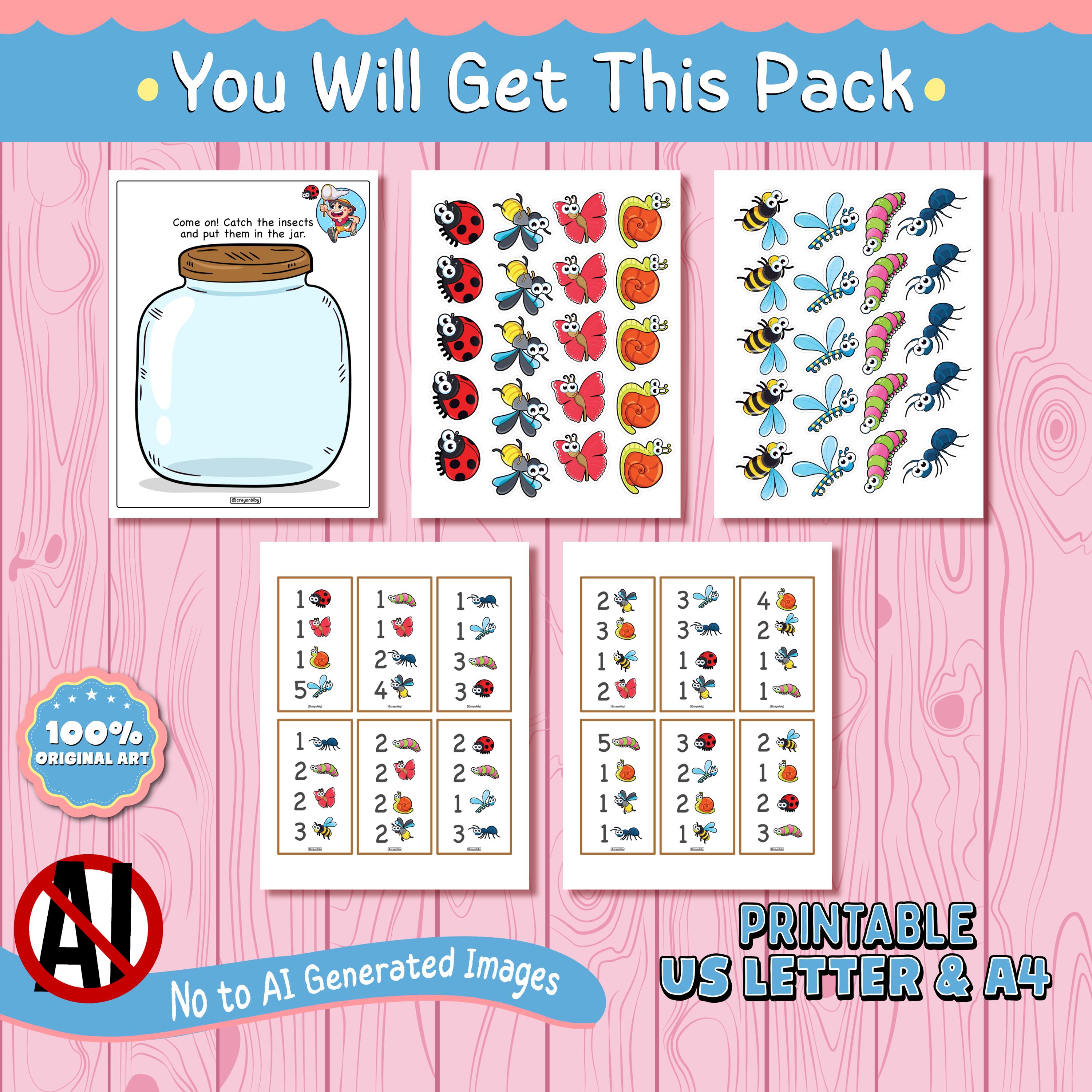 Bug Jar Math Printable, Counting and Number Matching Activity for ...