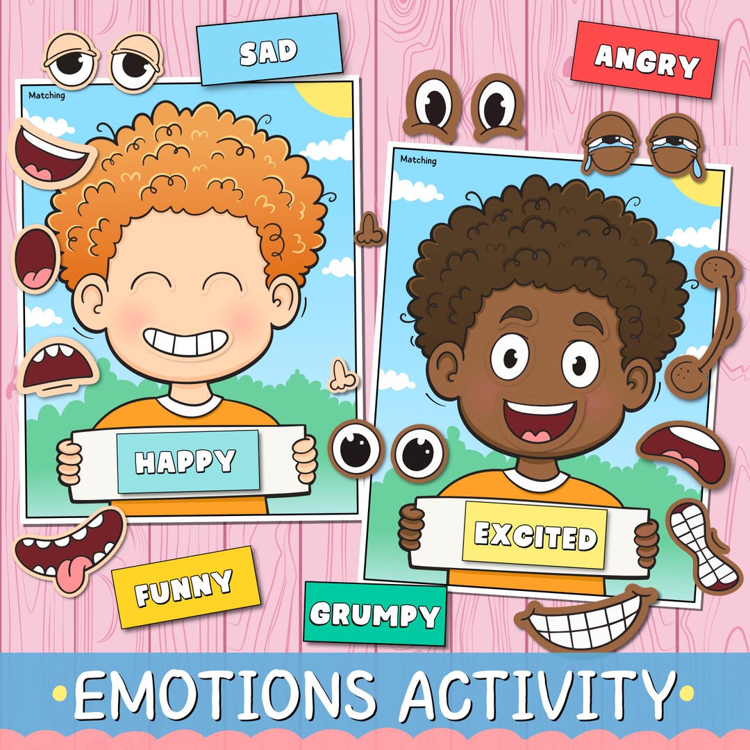 Kids Emotions Game, Mix and Match Faces, Social Emotional Learning (PDF ...