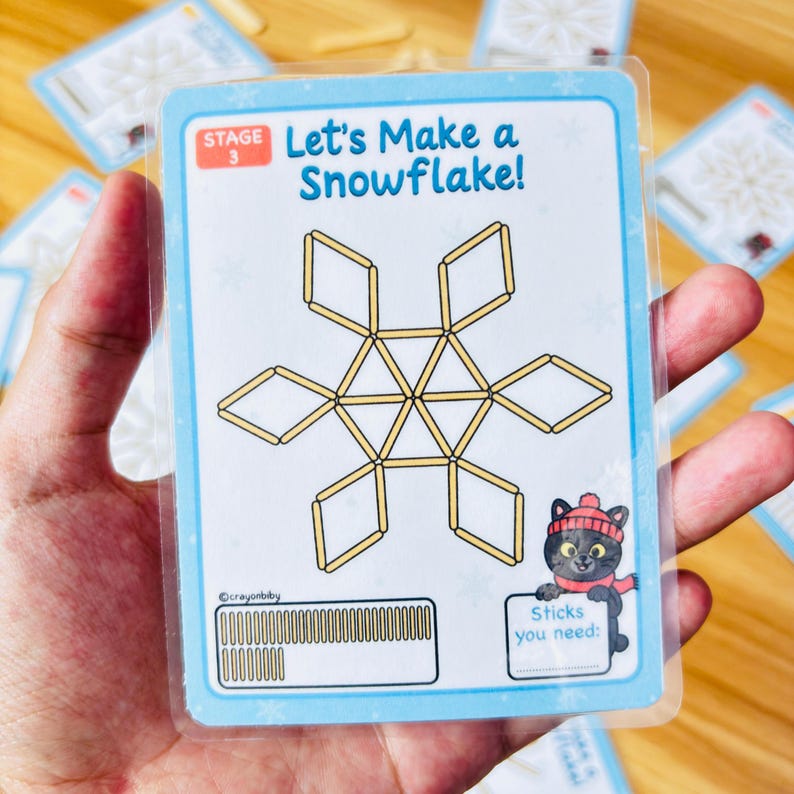 Popsicle Stick Snowflake Activity | Winter STEM Fine Motor | 1–3 Stages ...