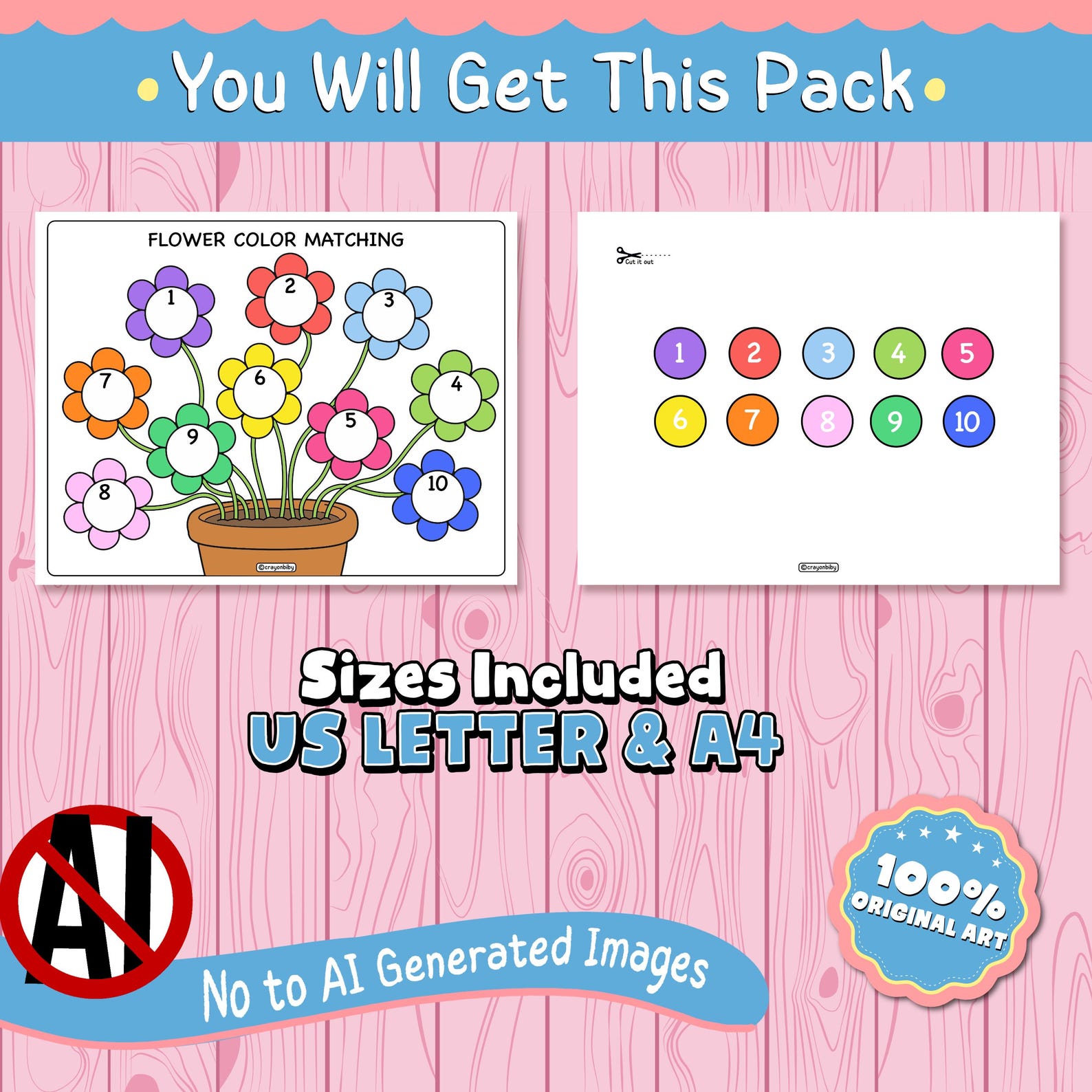 Flower Color Matching Printable | Toddler Number Activity | Preschool ...