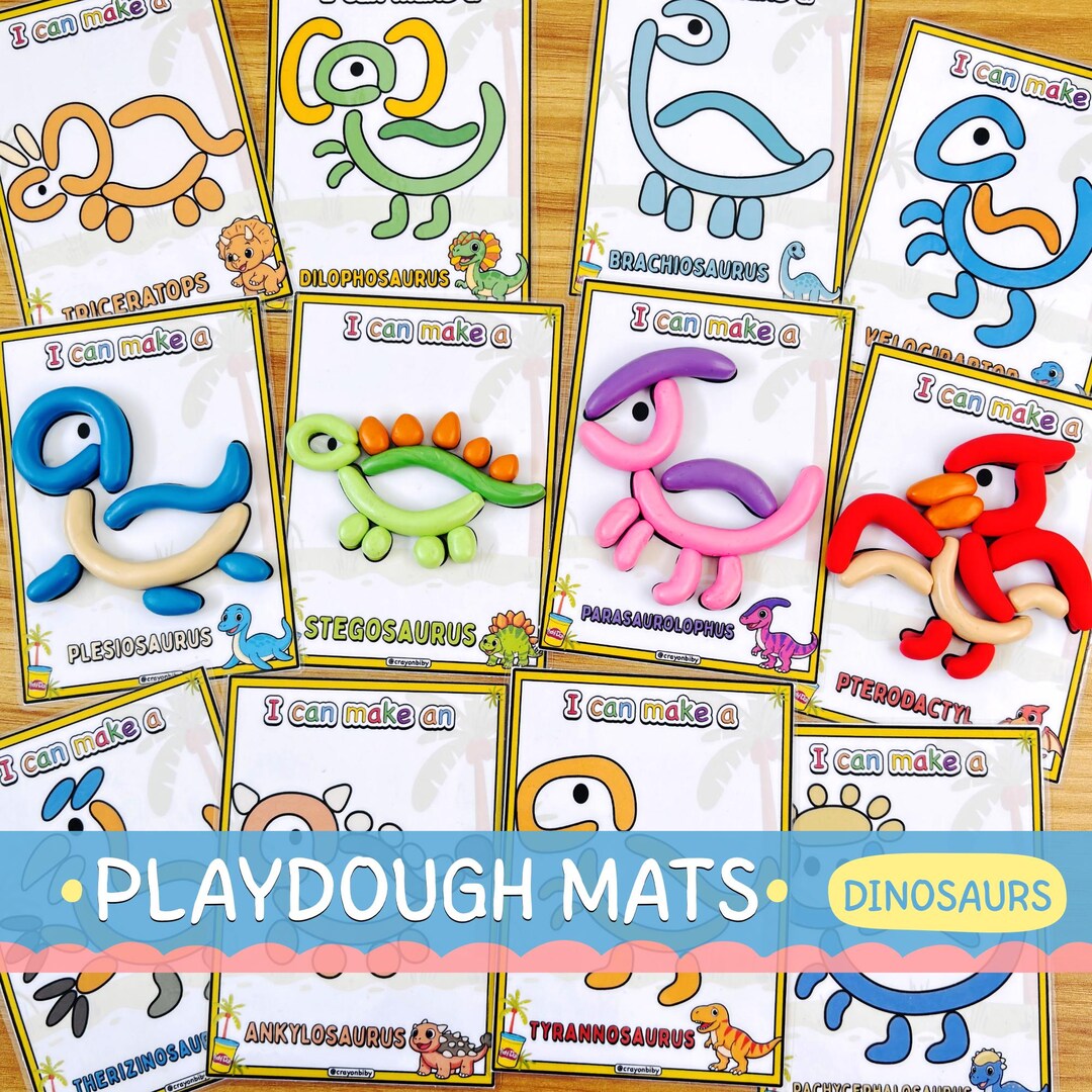 Dinosaur Play Dough Mats, Printable Fine Motor Activity for Kids ...