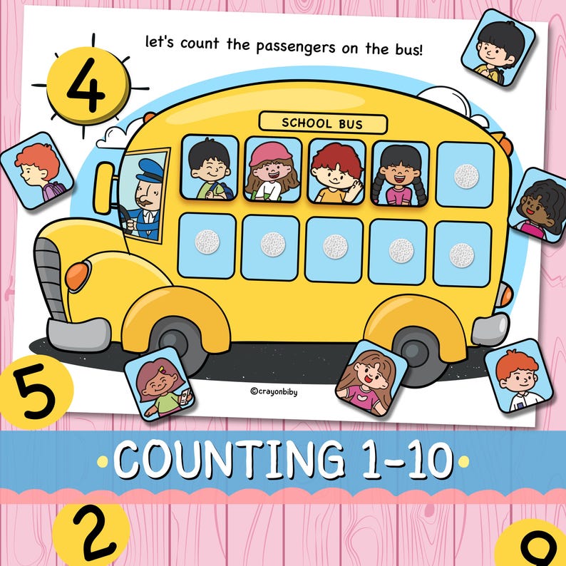 Bus Counting 1–10 Printable | Number Matching Activity for Preschool ...